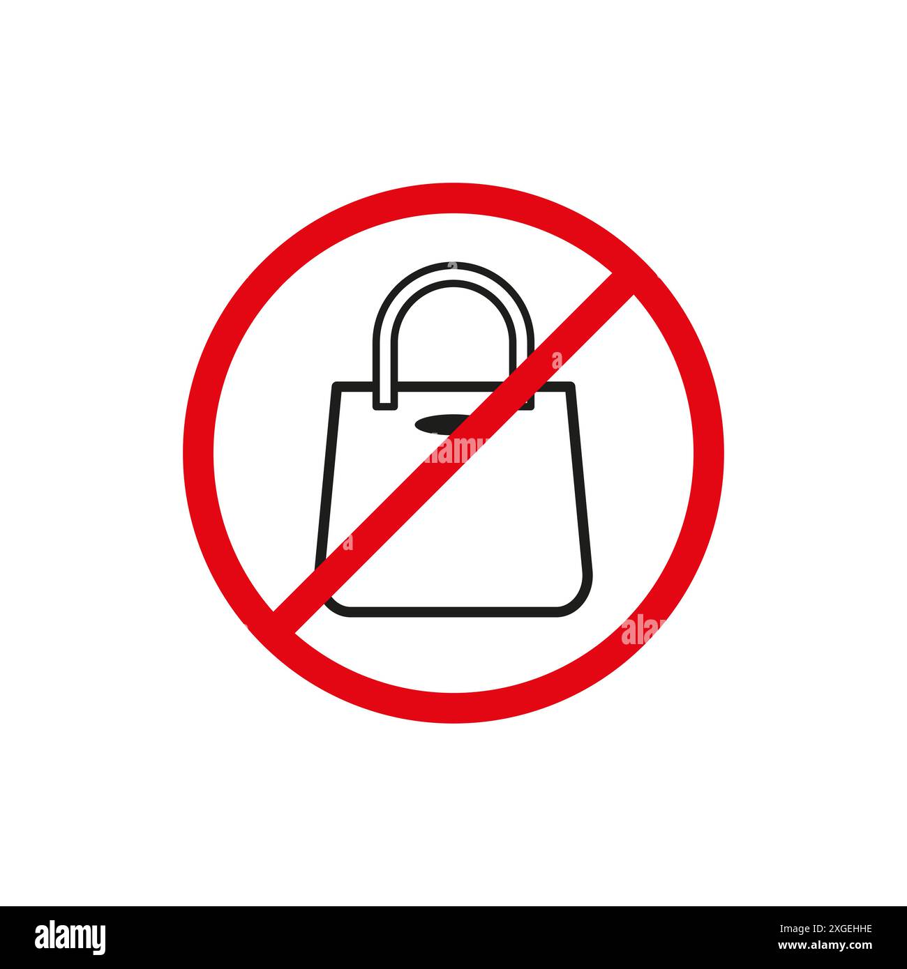 No shopping bag. Red prohibition circle. Simple vector icon Stock ...