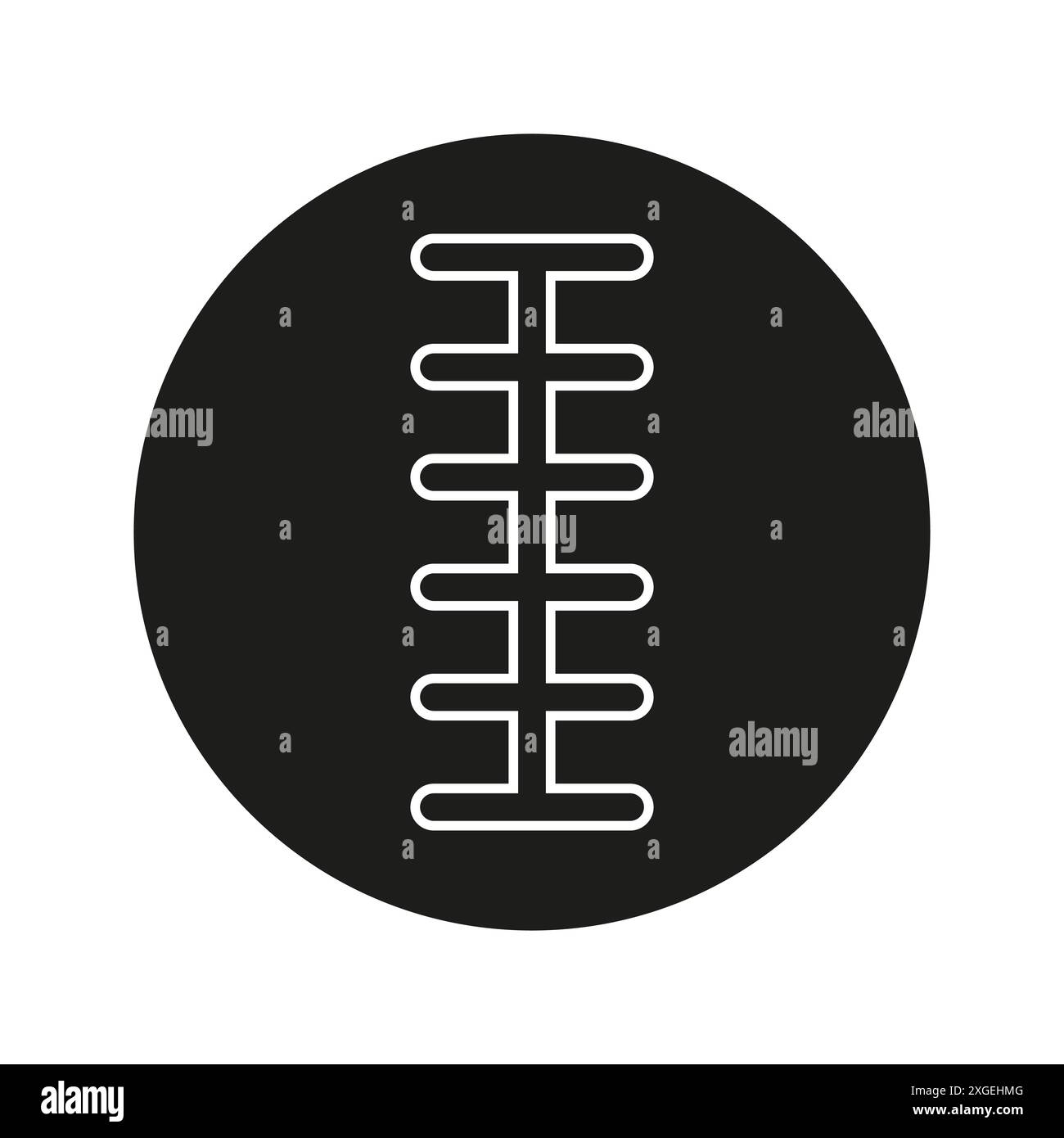 Icon of a vertical ladder. White outline on black. Minimalist geometric ...