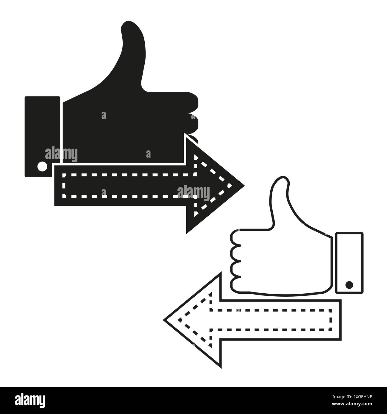 Thumbs up icon. Arrows direction vector. Positive feedback symbol ...