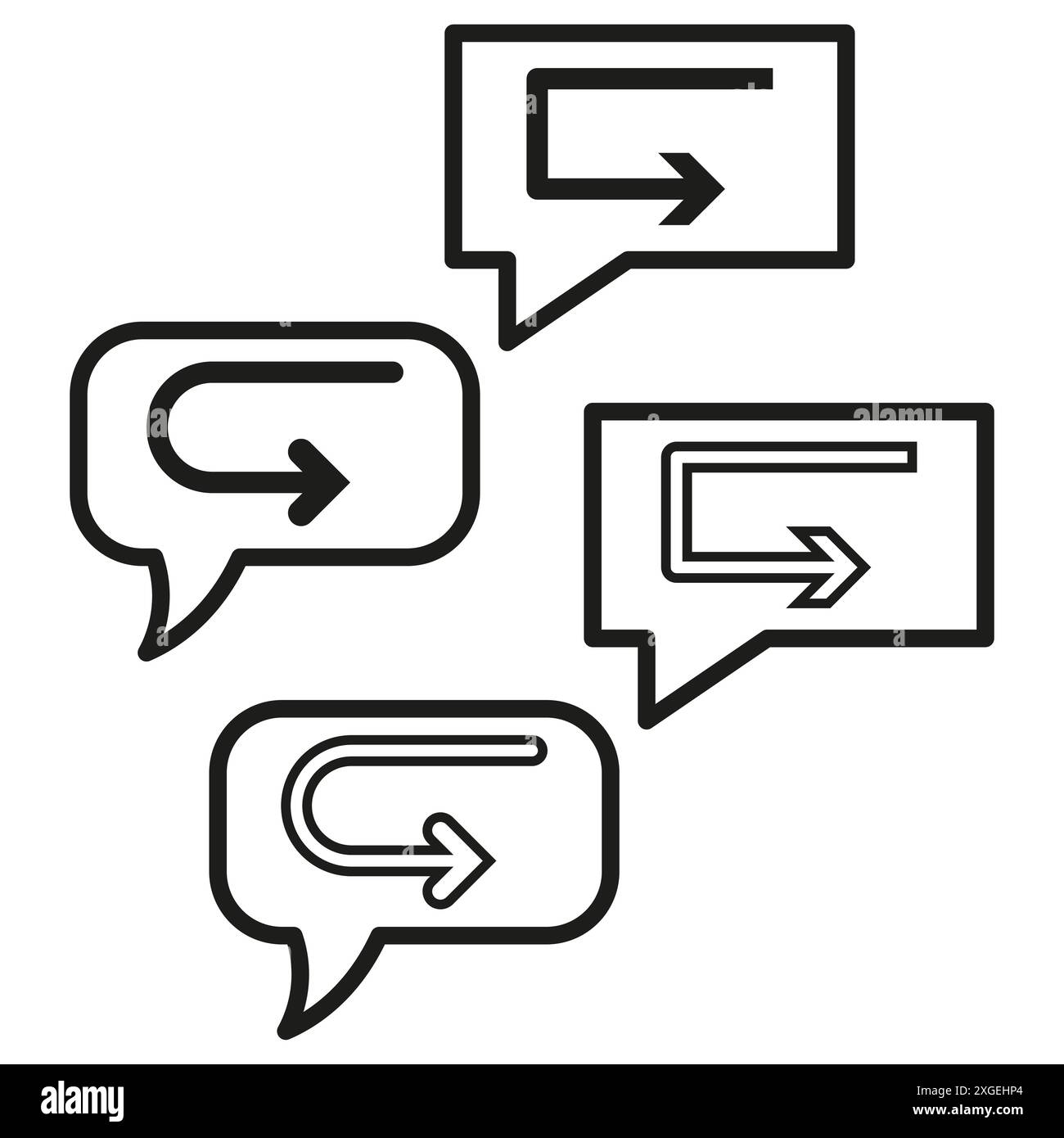 Message arrow icons. Speech bubble vector. Communication symbol Stock ...