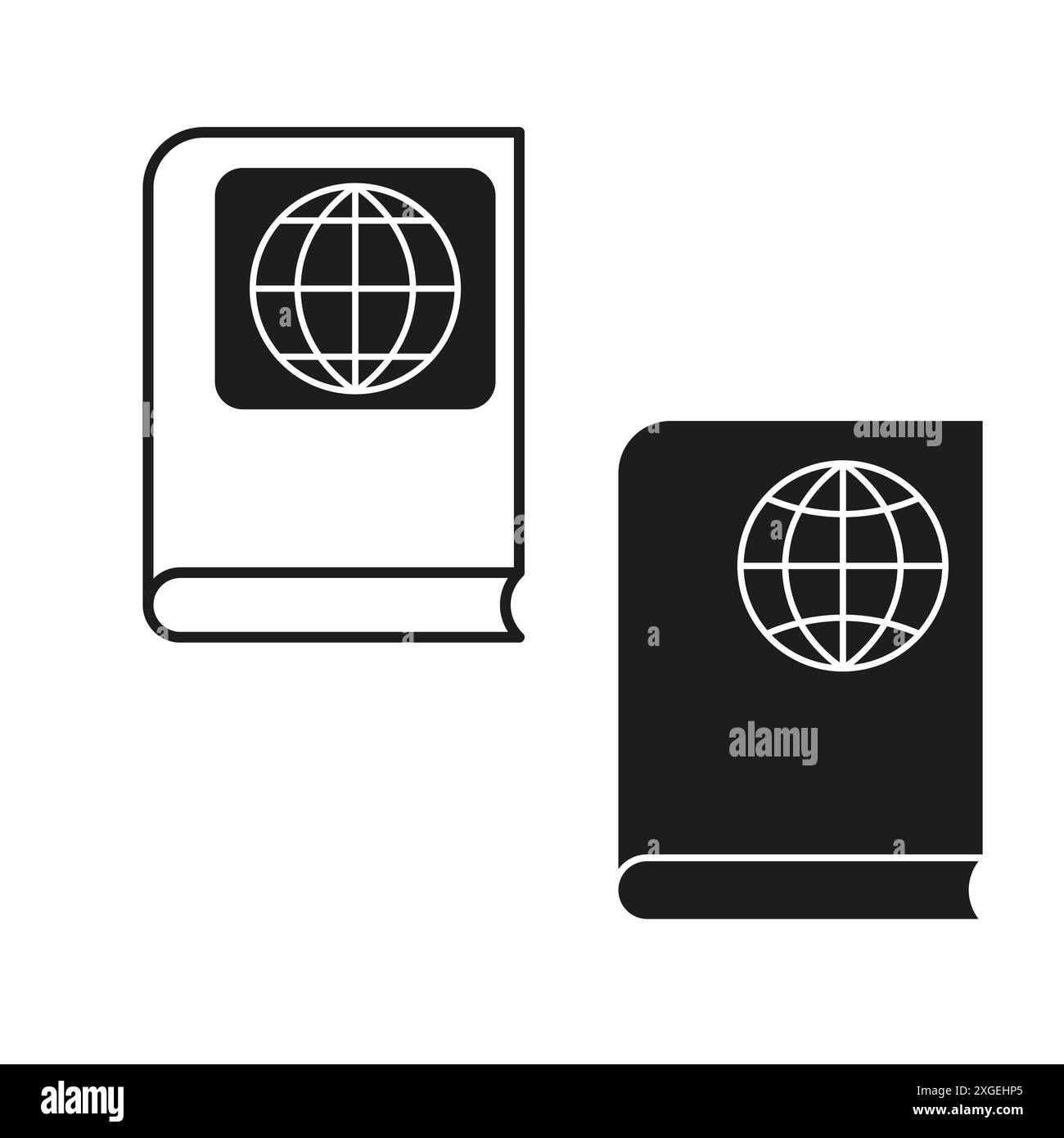 World atlas icon. Black book cover. Globe illustration. Vector symbol ...