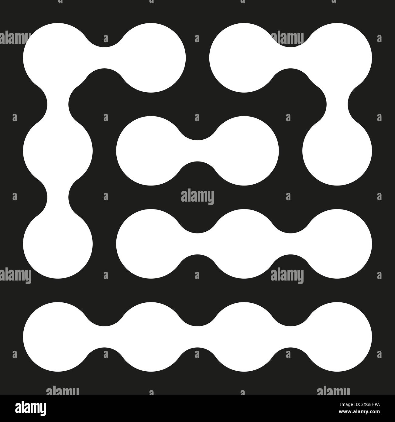 Abstract geometric pattern. Connected circular shapes. Black and white contrast. Vector ...
