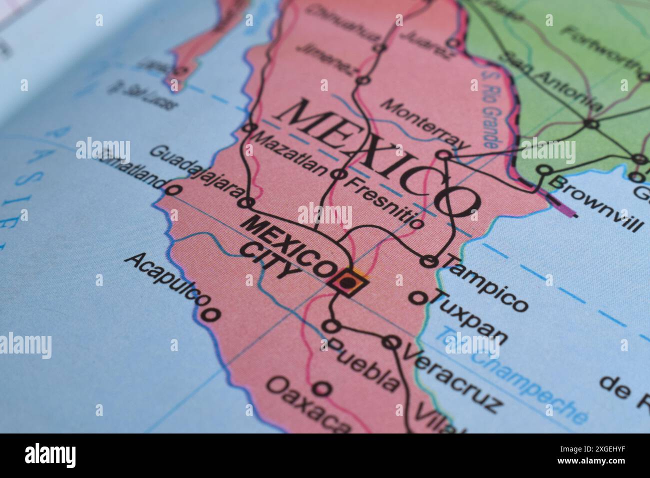 Mexico political map border hi-res stock photography and images - Alamy