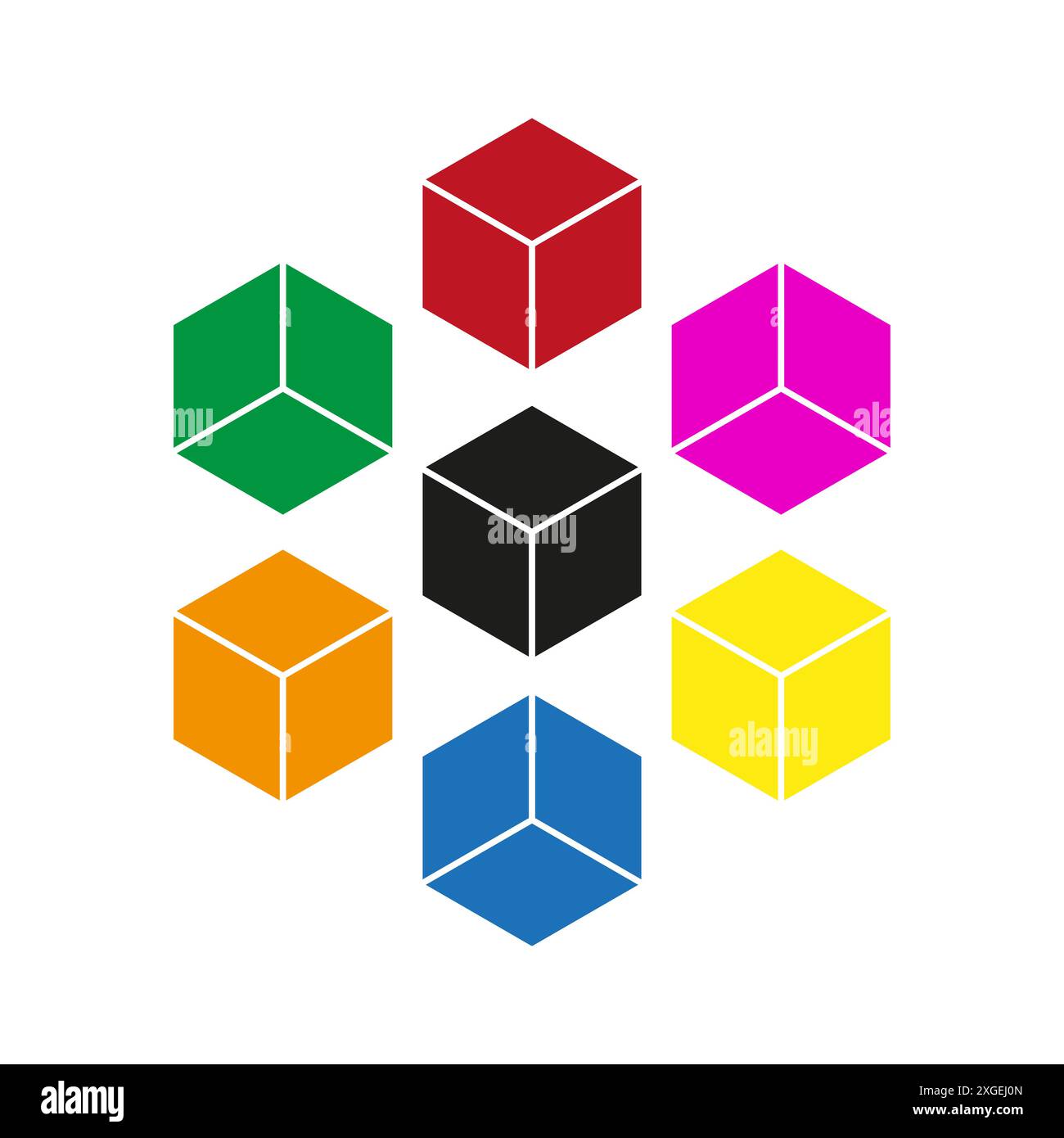Colorful 3D cubes. Geometric cube set. Various colors and sizes. Vector illustration Stock ...