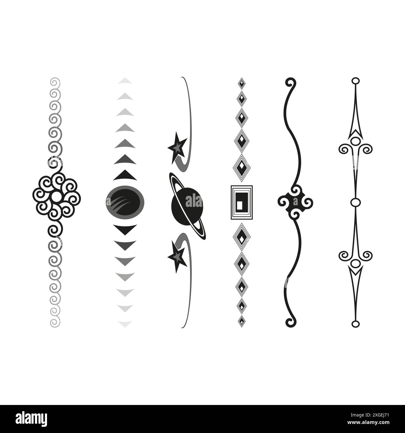 Decorative divider set. Various ornate lines. Artistic border designs ...
