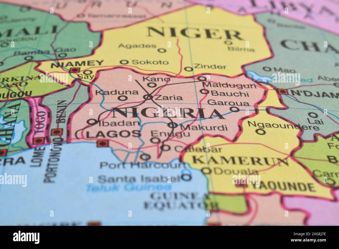 Nigeria of the World Map. Close up and selective focus Stock Photo - Alamy