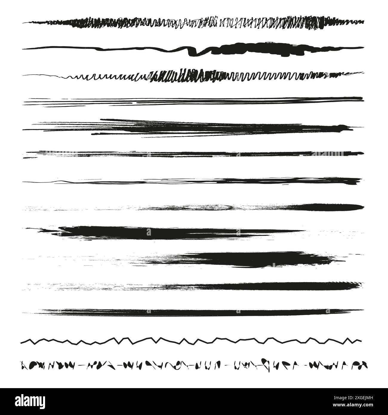 Abstract ink lines. Grunge brush strokes. Black on white. Vector ...