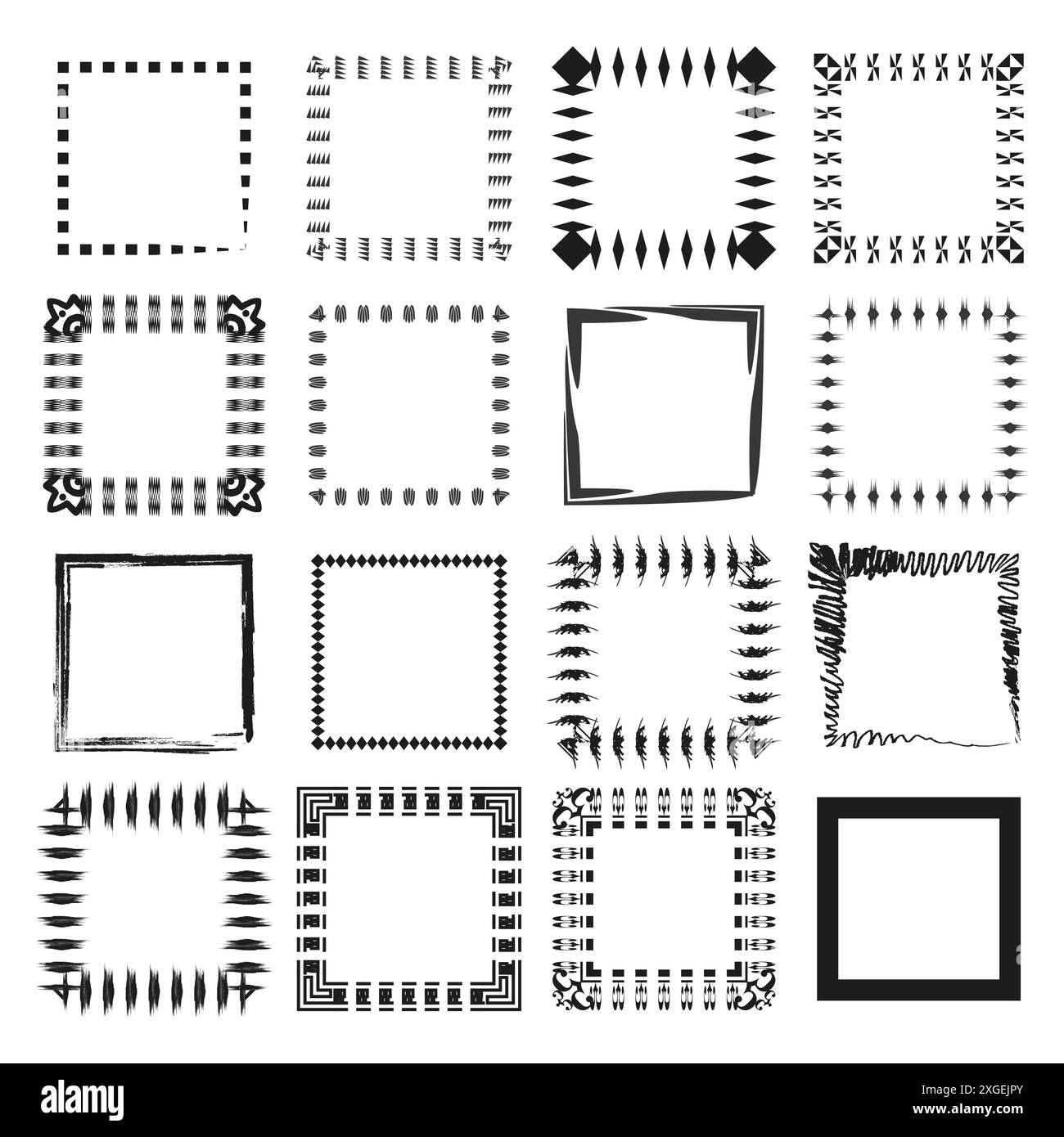Decorative Frame Set Unique Border Designs Various Artistic Styles Vector Illustration Stock