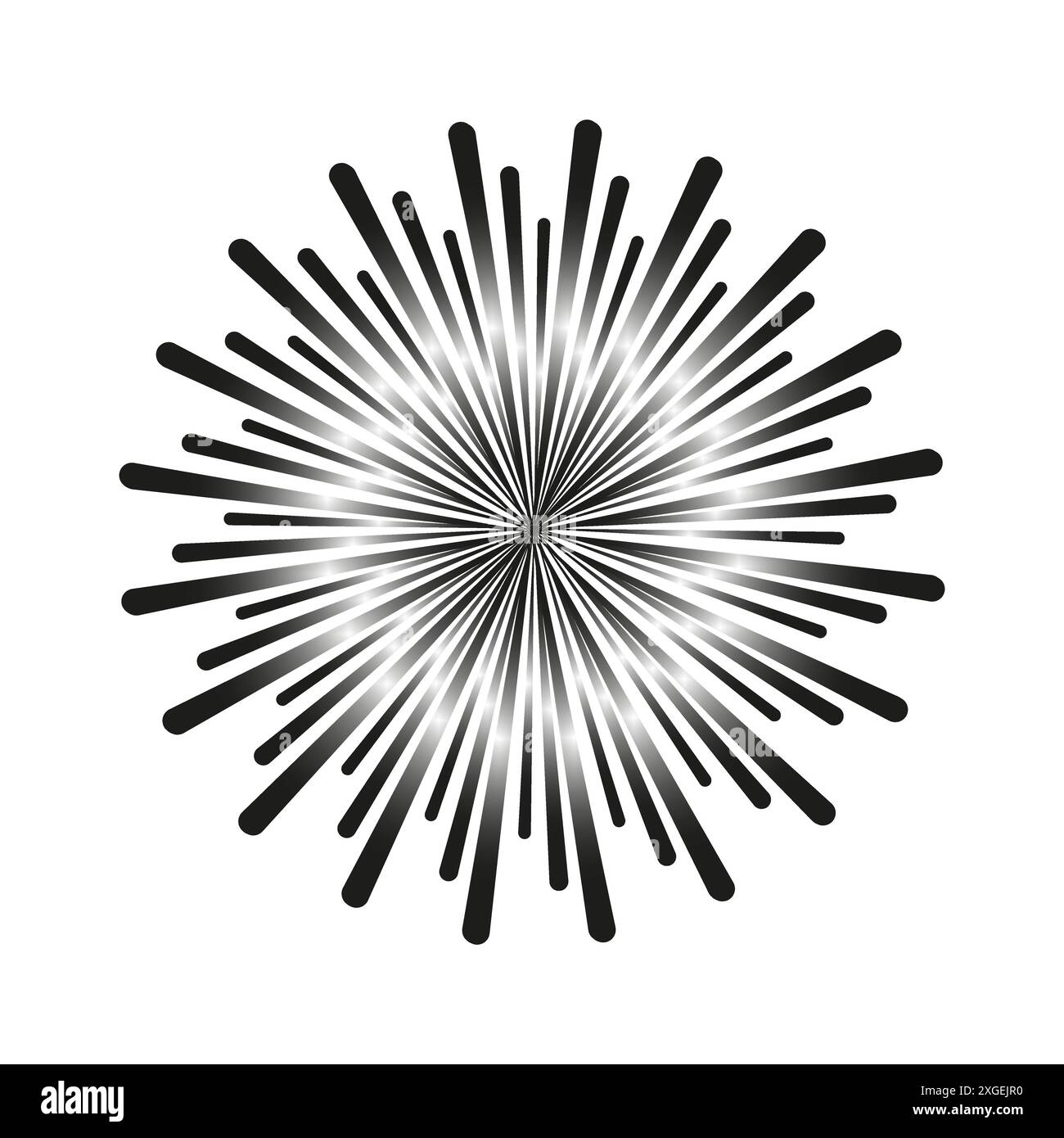 Radiating burst icon. Sunburst vector. Black and white. Star explosion ...
