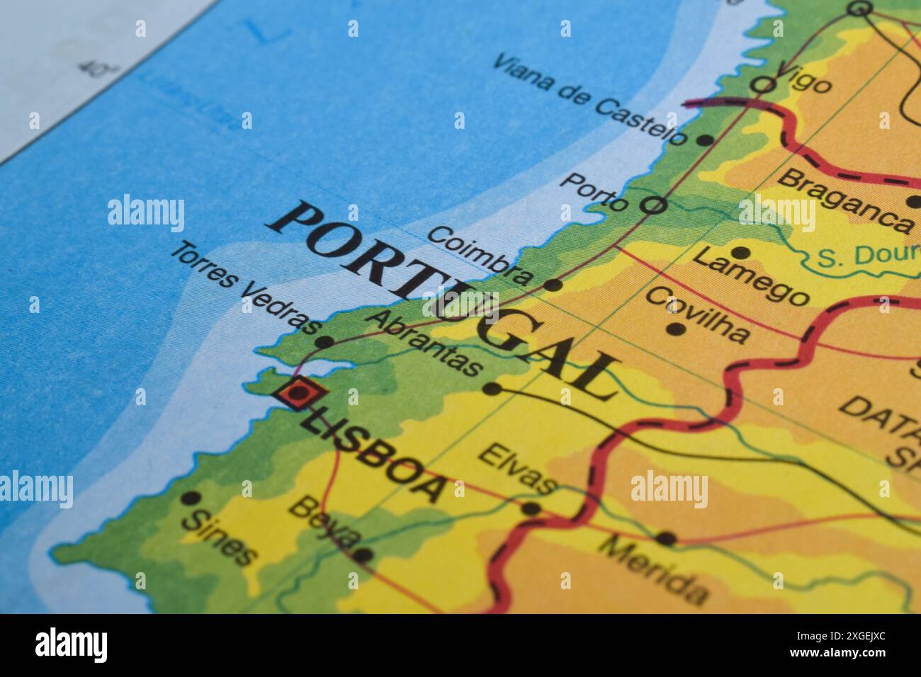 Portugal of the World Map. Close up and selective focus Stock Photo - Alamy