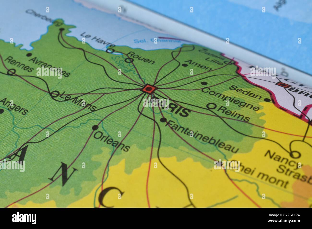 Paris, France of the World Map. Close up and selective focus. Travel ...