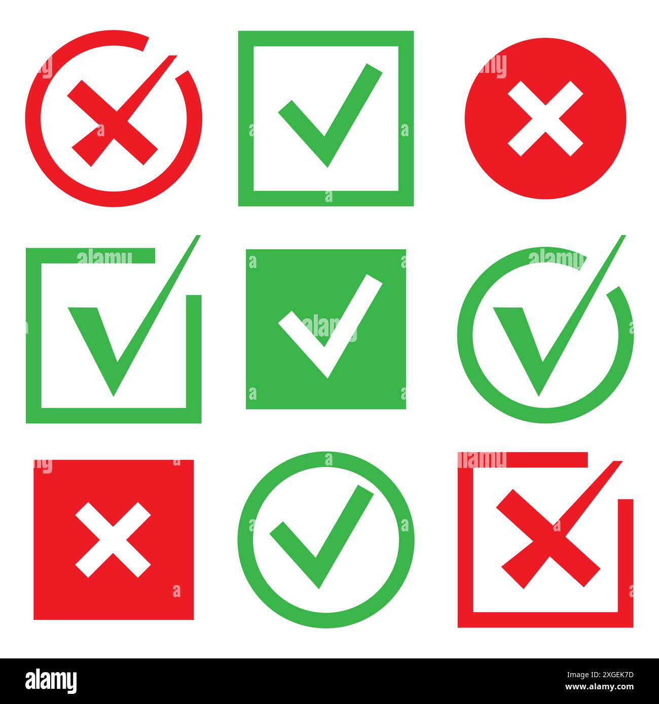Red and green check marks. X symbols. Vector icons. White background Stock Vector Image & Art ...