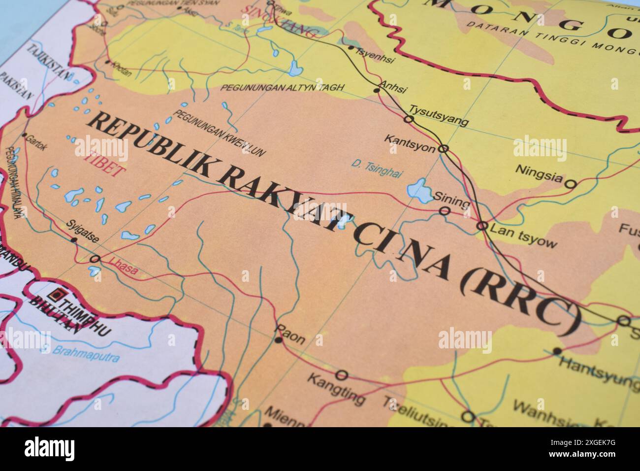 China of the World Map. Close up and selective focus. People's Republic ...