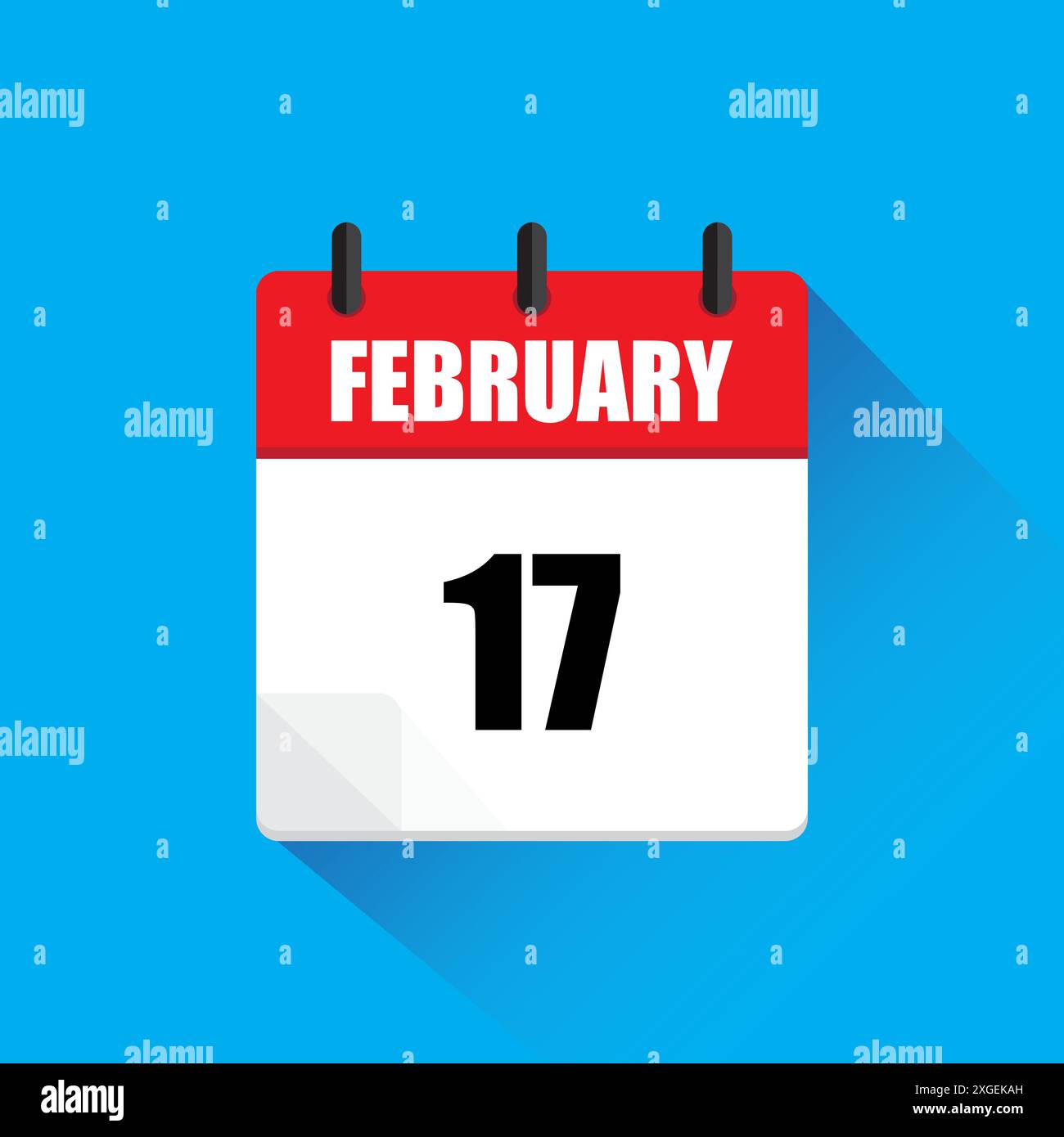 February 17 calendar. February seventeen date. Vector icon. Blue ...