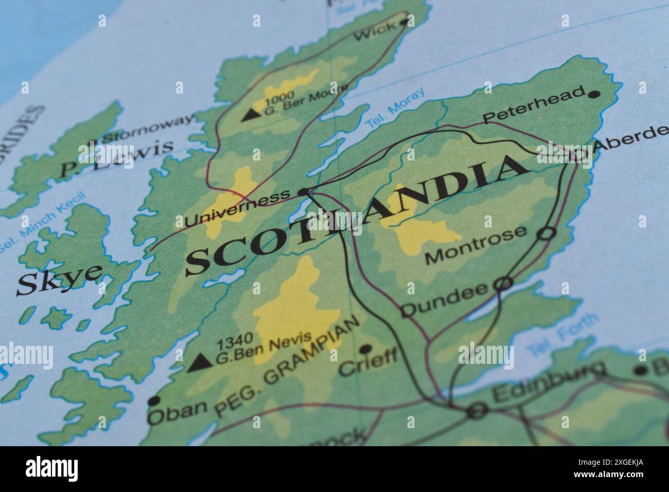 Scotland of the World Map. Close up and selective focus Stock Photo - Alamy