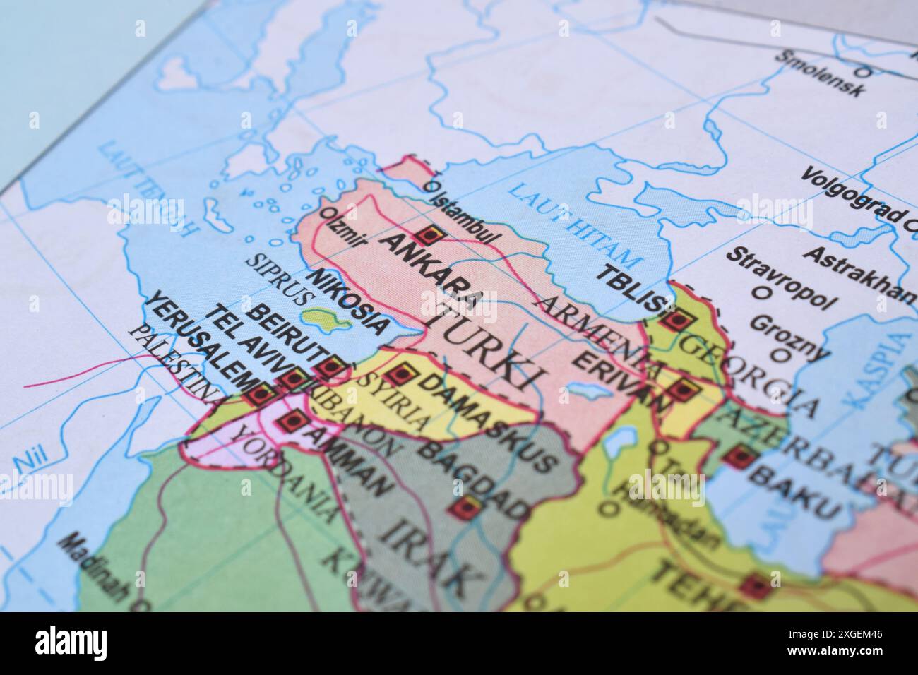 Turkey of the World Map. Close up and selective focus. Travel concept ...