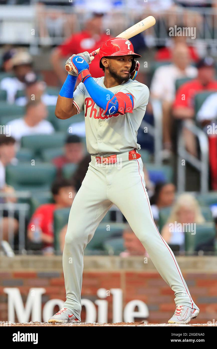 ATLANTA, GA - JULY 06: Philadelphia Phillies center fielder Johan Rojas ...