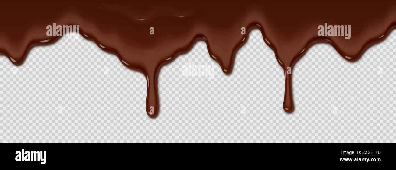 Chocolate icing pours over a white background. Thick and rich chocolate ...
