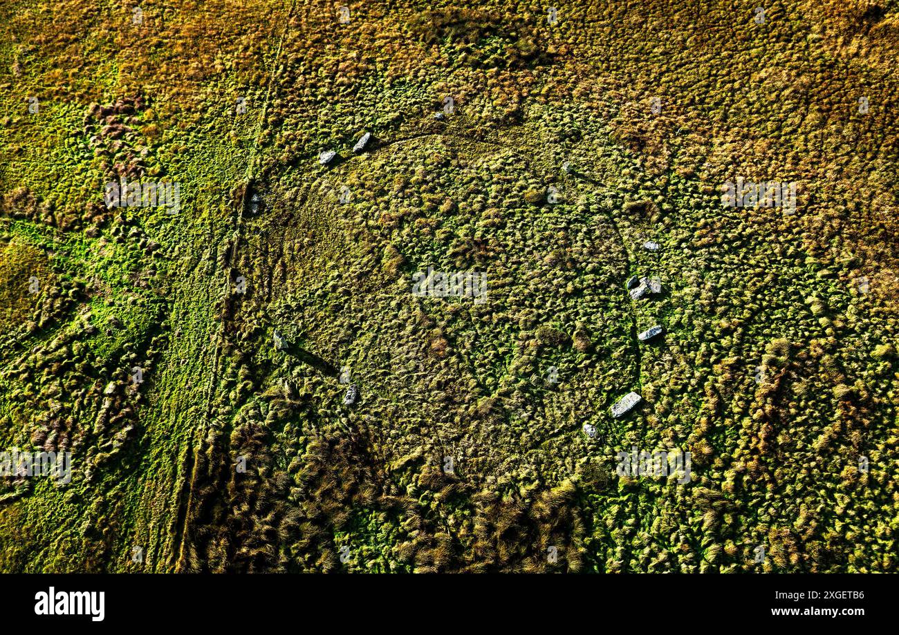 Cultoon prehistoric stone circle on moorland on west of Islay, Hebrides ...