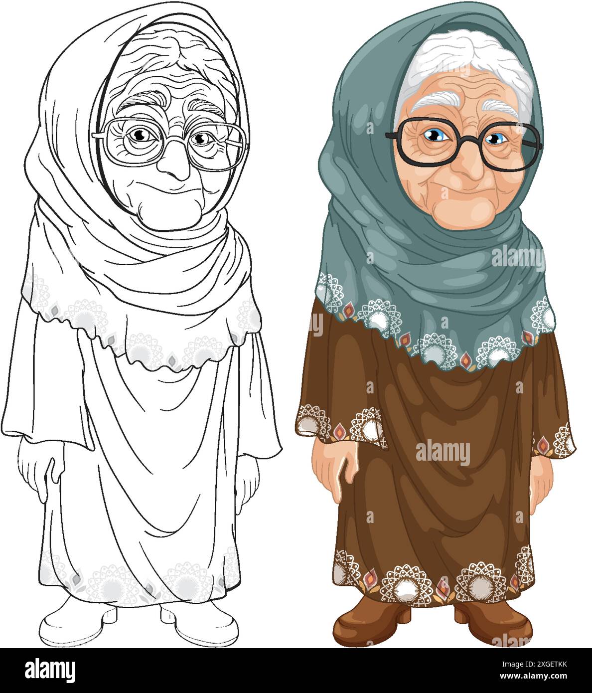 Traditional old woman wearing Stock Vector Images - Alamy