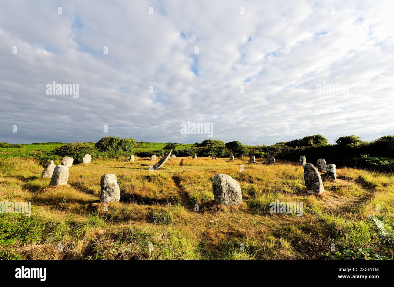 Boscawen Un Bronze Age stone circle near Lands End, Cornwall, England ...