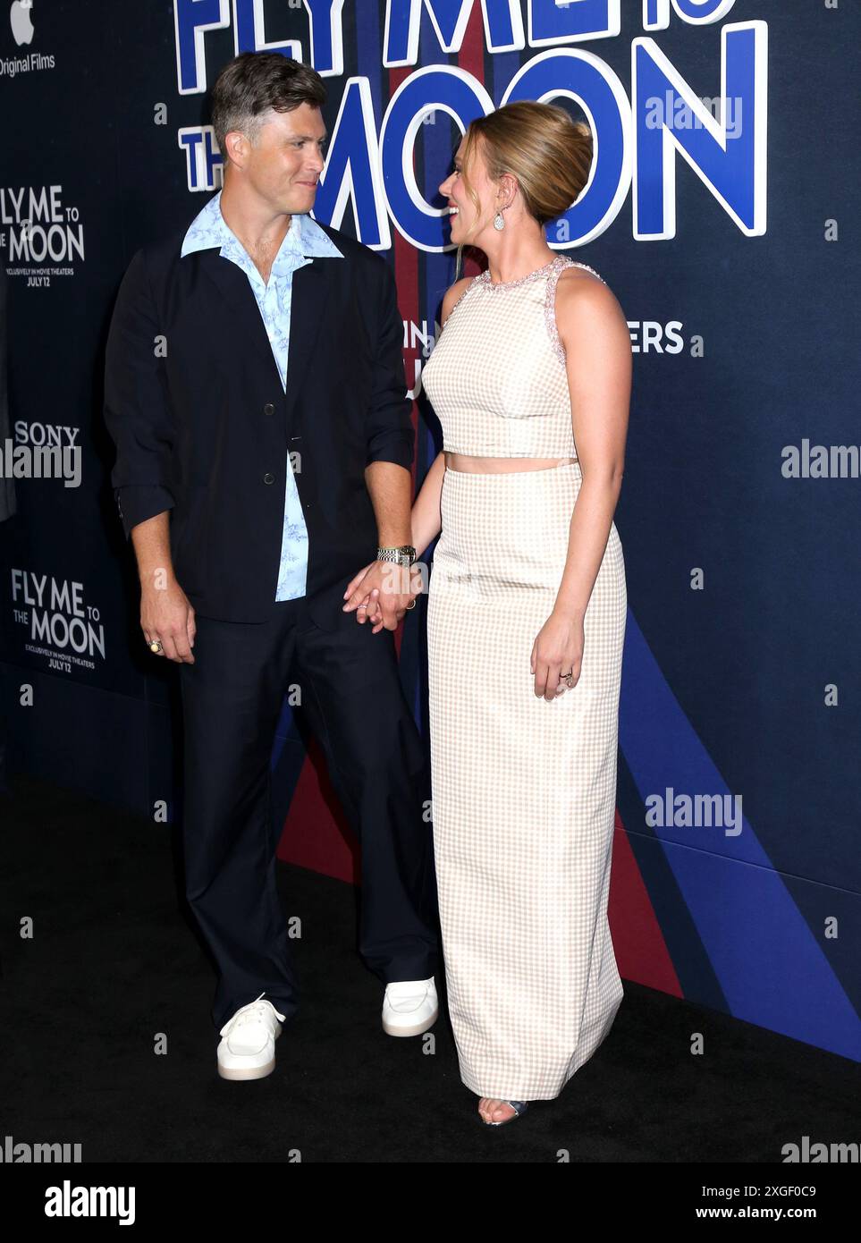 Colin Jost and Scarlett Johansson attending the 'Fly Me to the Moon ...