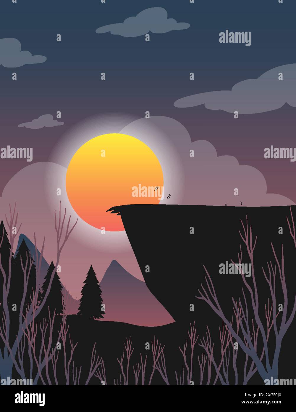 Sun setting at horizon Stock Vector Images - Alamy