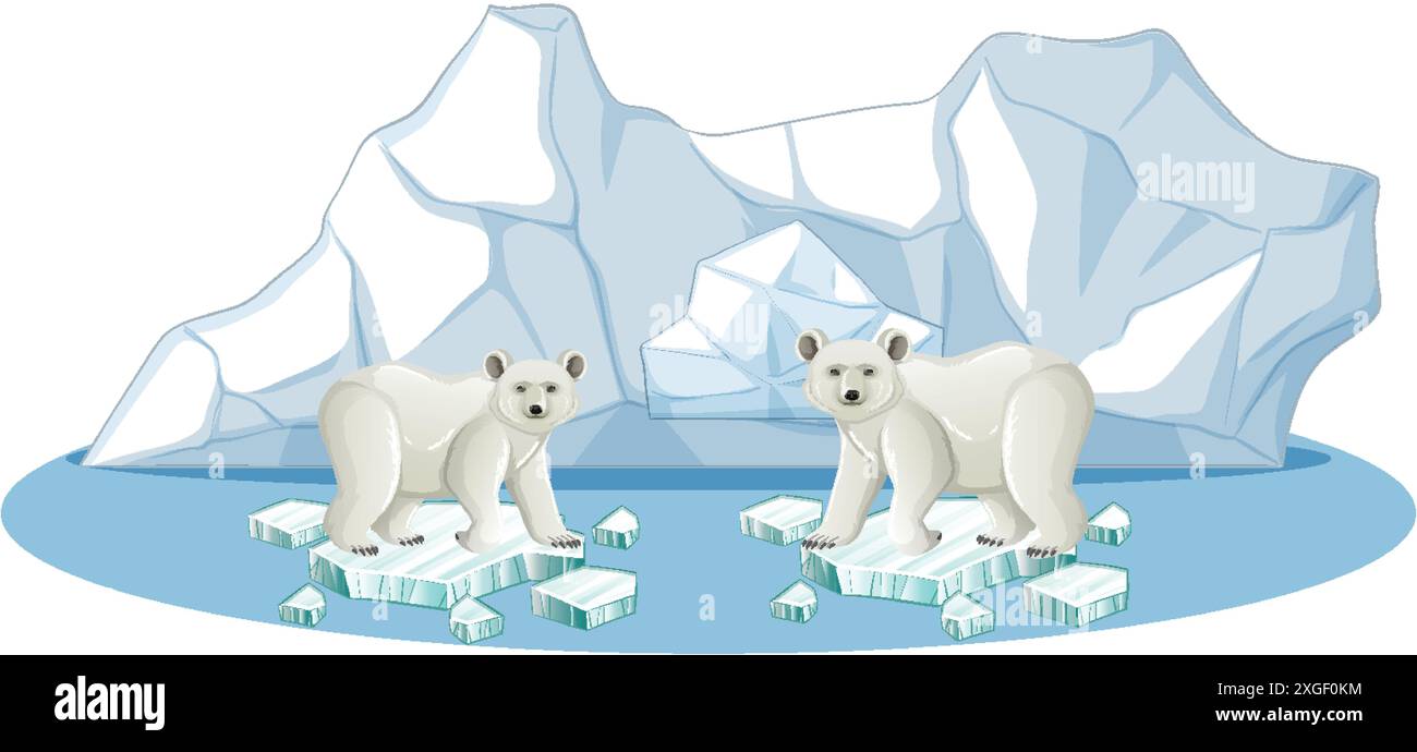 Two polar bears on floating icebergs Stock Vector Image & Art - Alamy