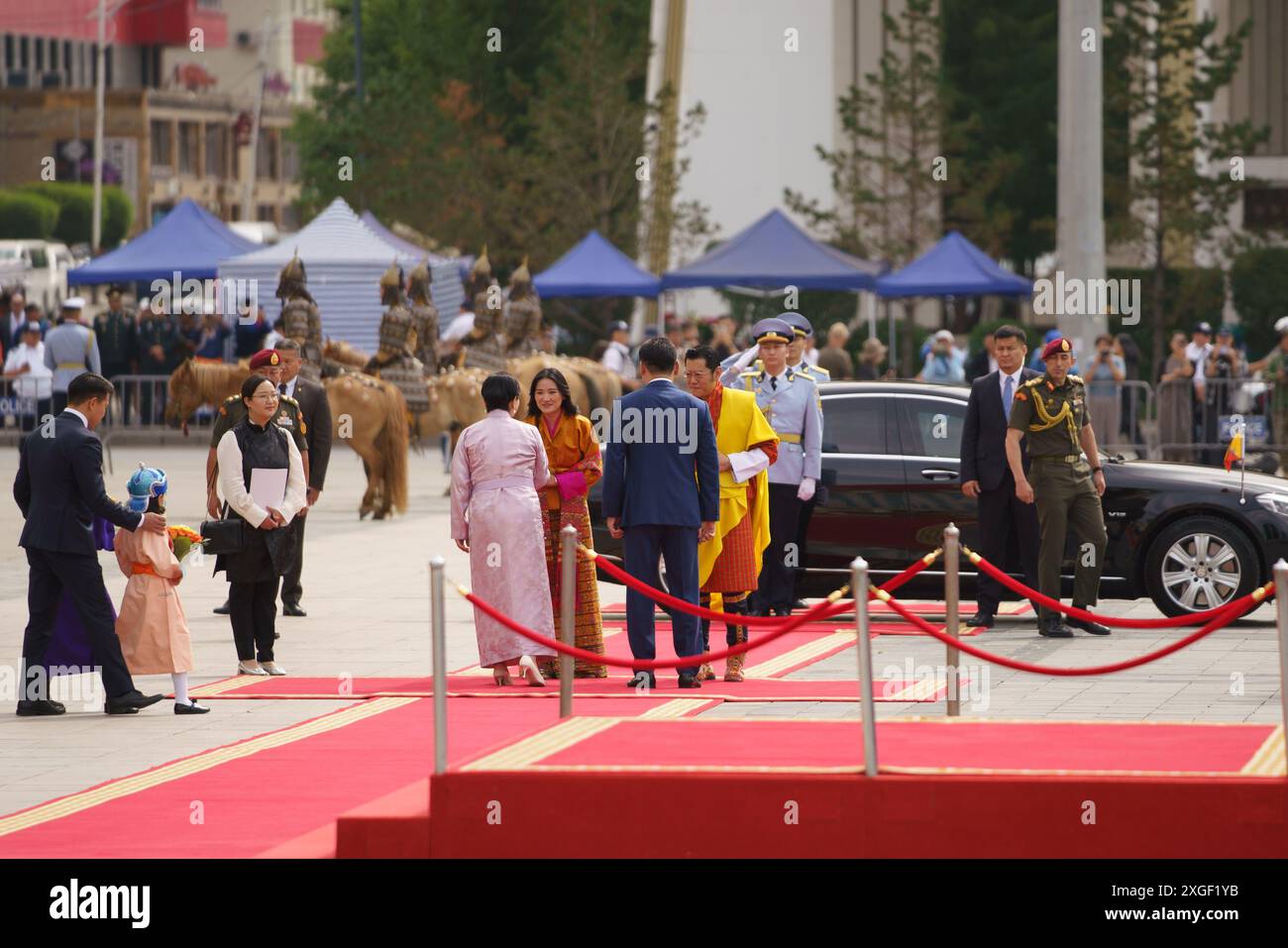 Ulaanbaatar, Mongolia. 9th Jul, 2024. Mongolian President Khurelsukh Ukhnaa and his wife L ...