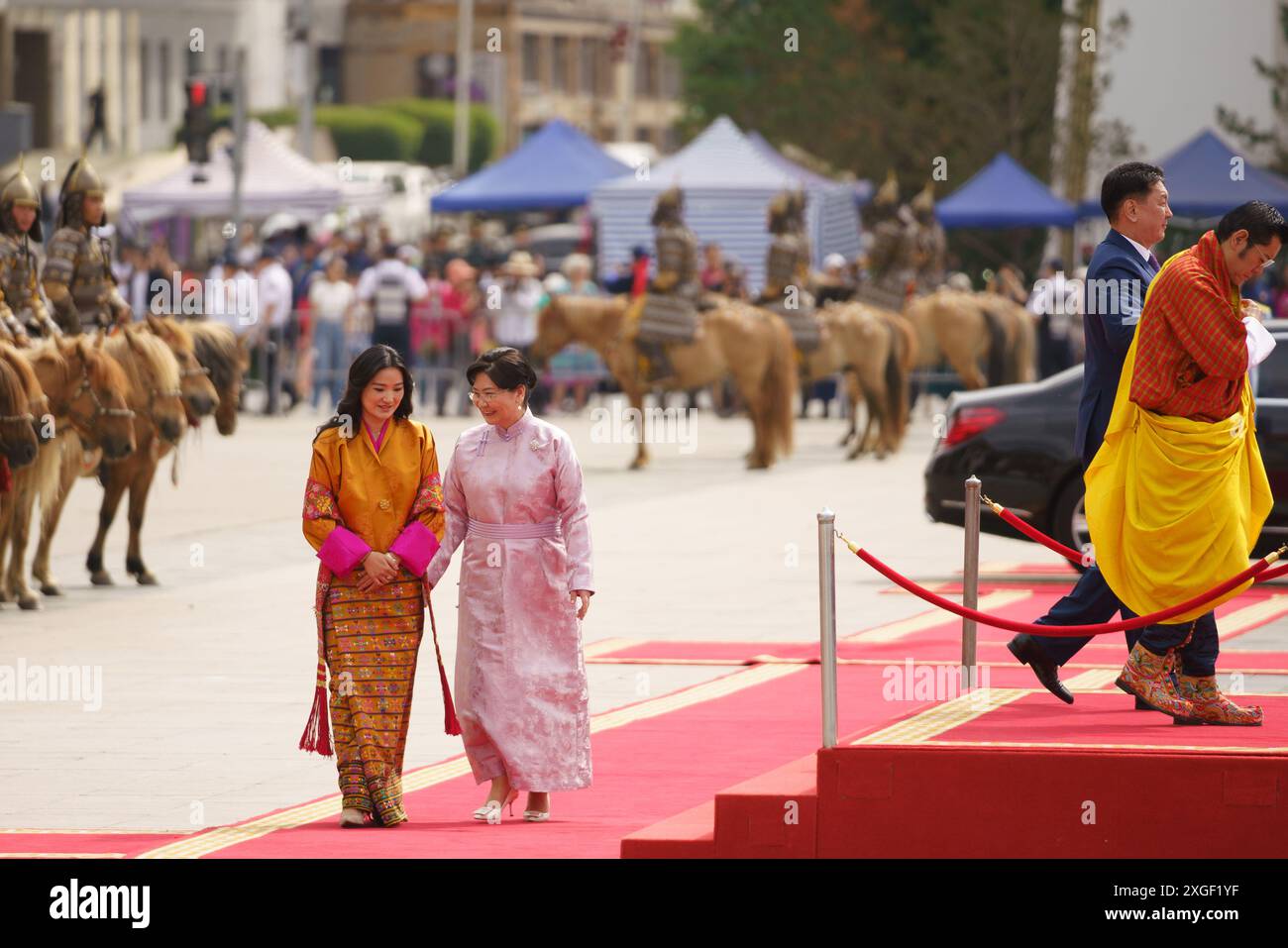 Ulaanbaatar, Mongolia. 9th Jul, 2024. Mongolian President Khurelsukh Ukhnaa and his wife L ...