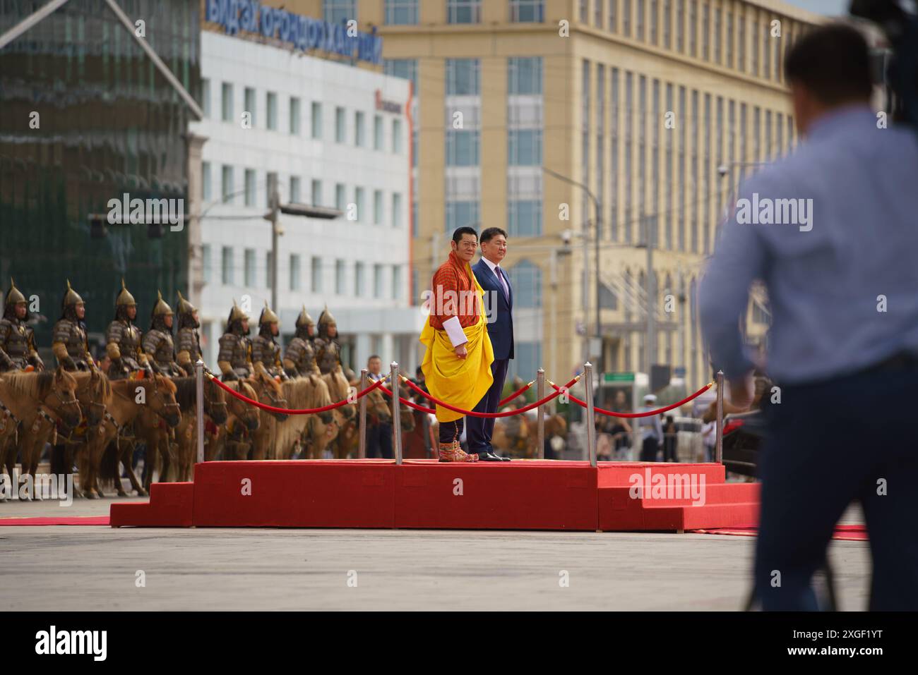 Ulaanbaatar, Mongolia. 9th Jul, 2024. Mongolian President Khurelsukh Ukhnaa and his wife L ...