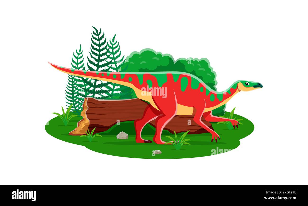 Anatotitan prehistoric dinosaur cartoon character. Isolated vector ...