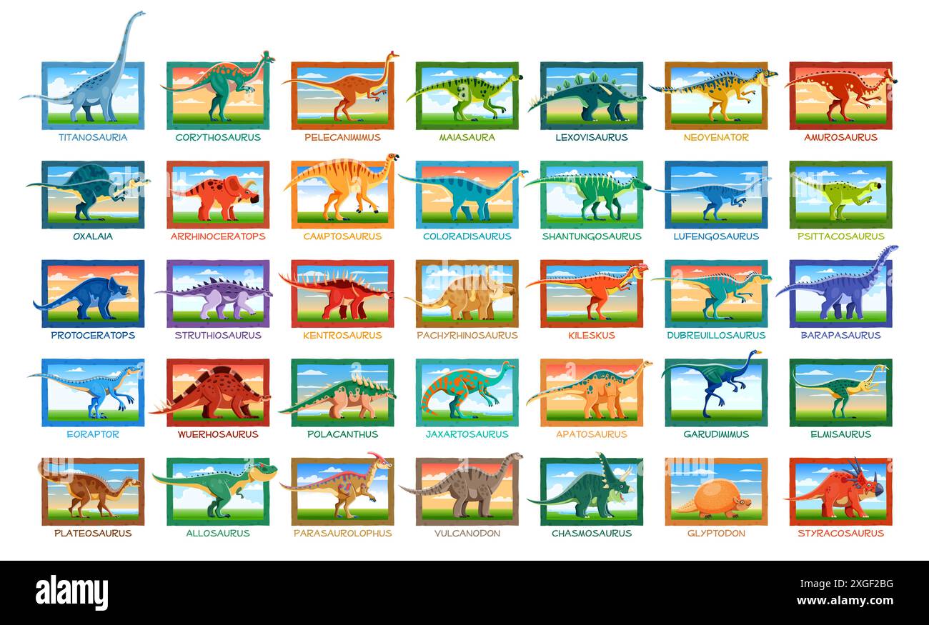 Prehistoric dinosaurs vector set. Ancient reptiles, dino animals and ...