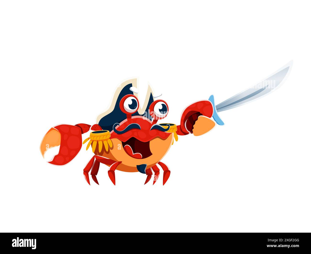 Cartoon crab animal pirate captain character. Vector crustacean ...