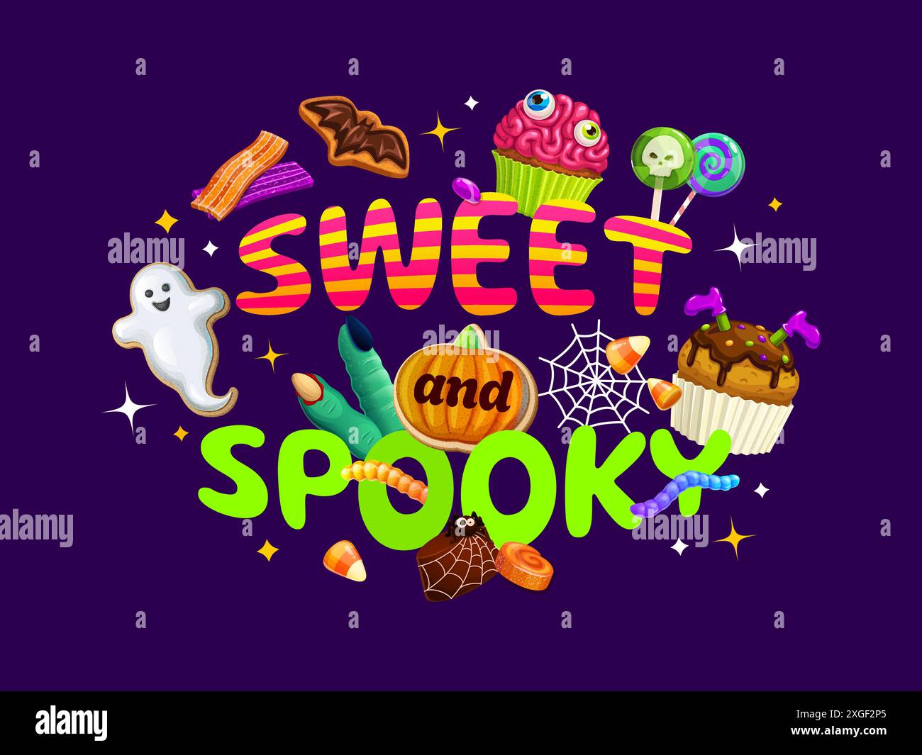 Halloween quote Sweet and Spooky with holiday candies for t-shirt print ...