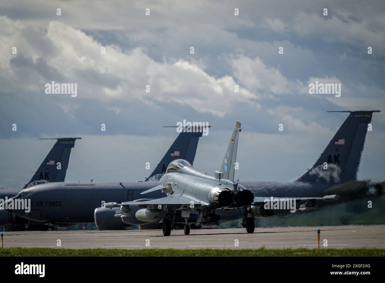 Fairbanks, USA. 08th July, 2024. An Air Force Eurofighter takes off ...