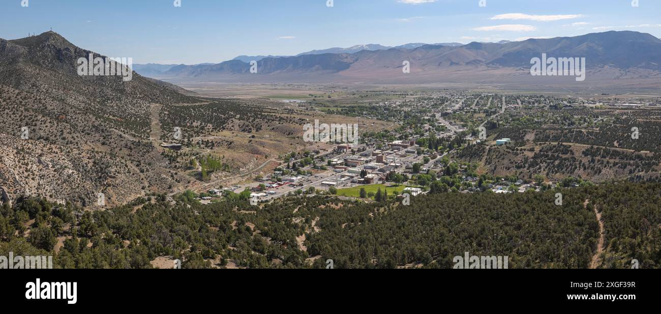 A panorama of the historic mining town of Ely, Nevada, the country seat ...