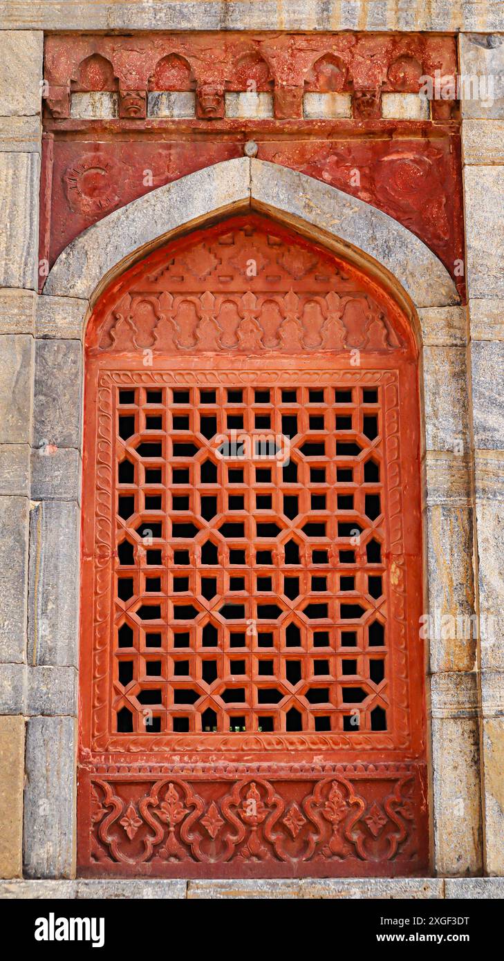 Carved stone window of Shah Ibrahim's tomb, Narnaul, Haryana, India ...