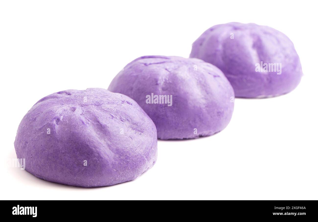 Steamed Purple Ube Sweet Potato Dumplings Stock Photo - Alamy
