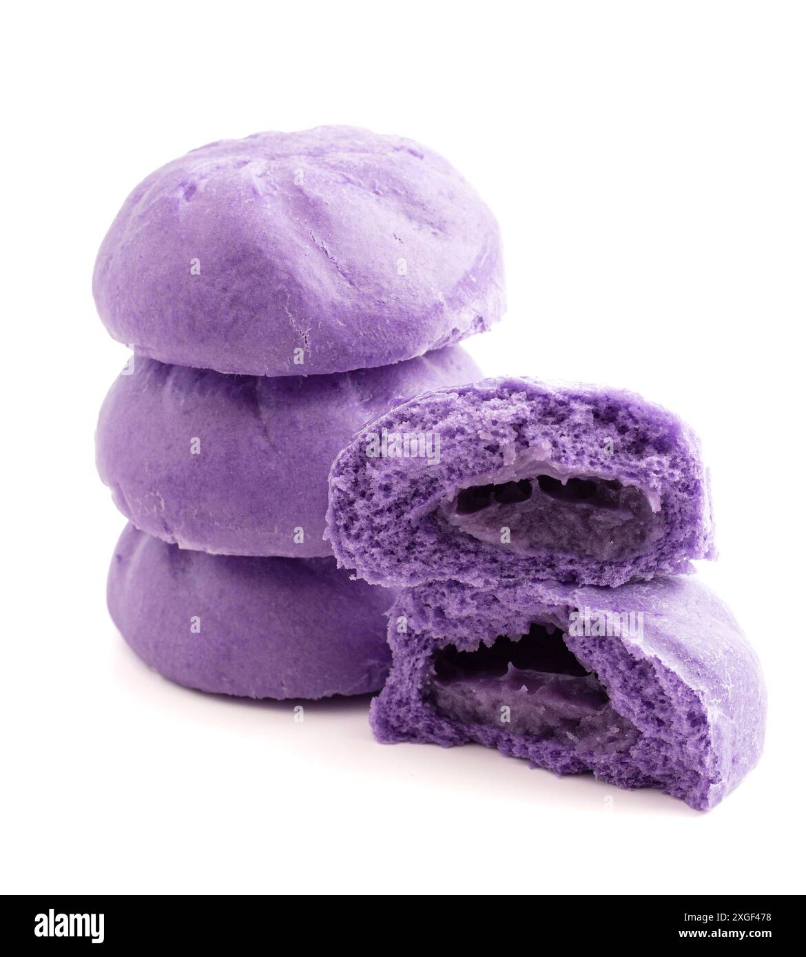 Steamed Purple Ube Sweet Potato Dumplings Stock Photo - Alamy