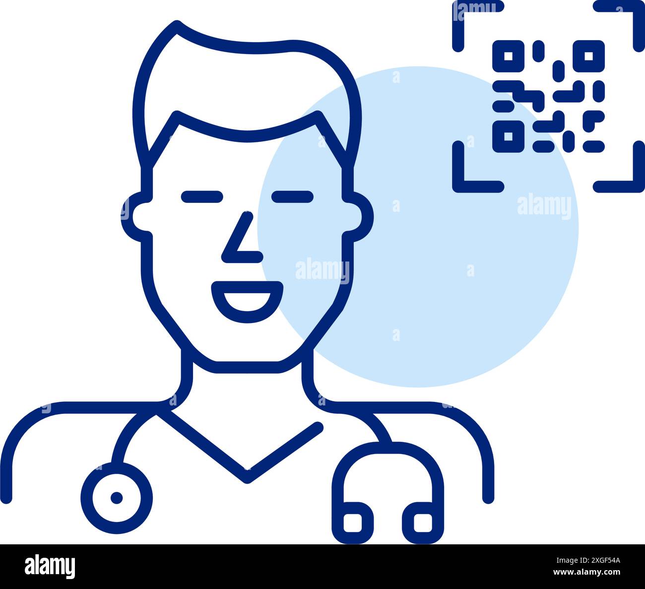 General practitioner doctor with stethoscope and qr code. Telemedicine ...