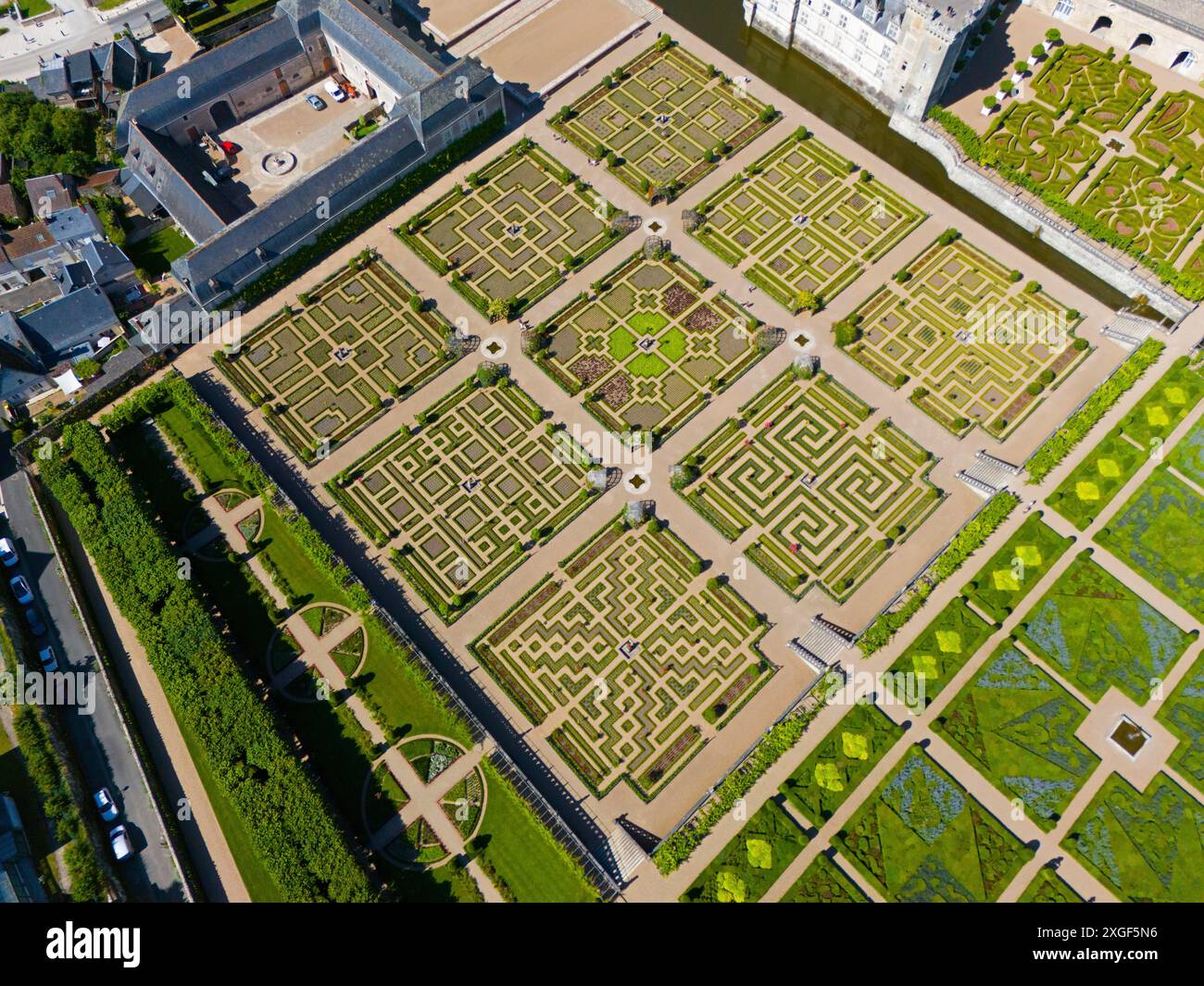 Geometric gardens with manicured paths, symmetrically arranged as part ...