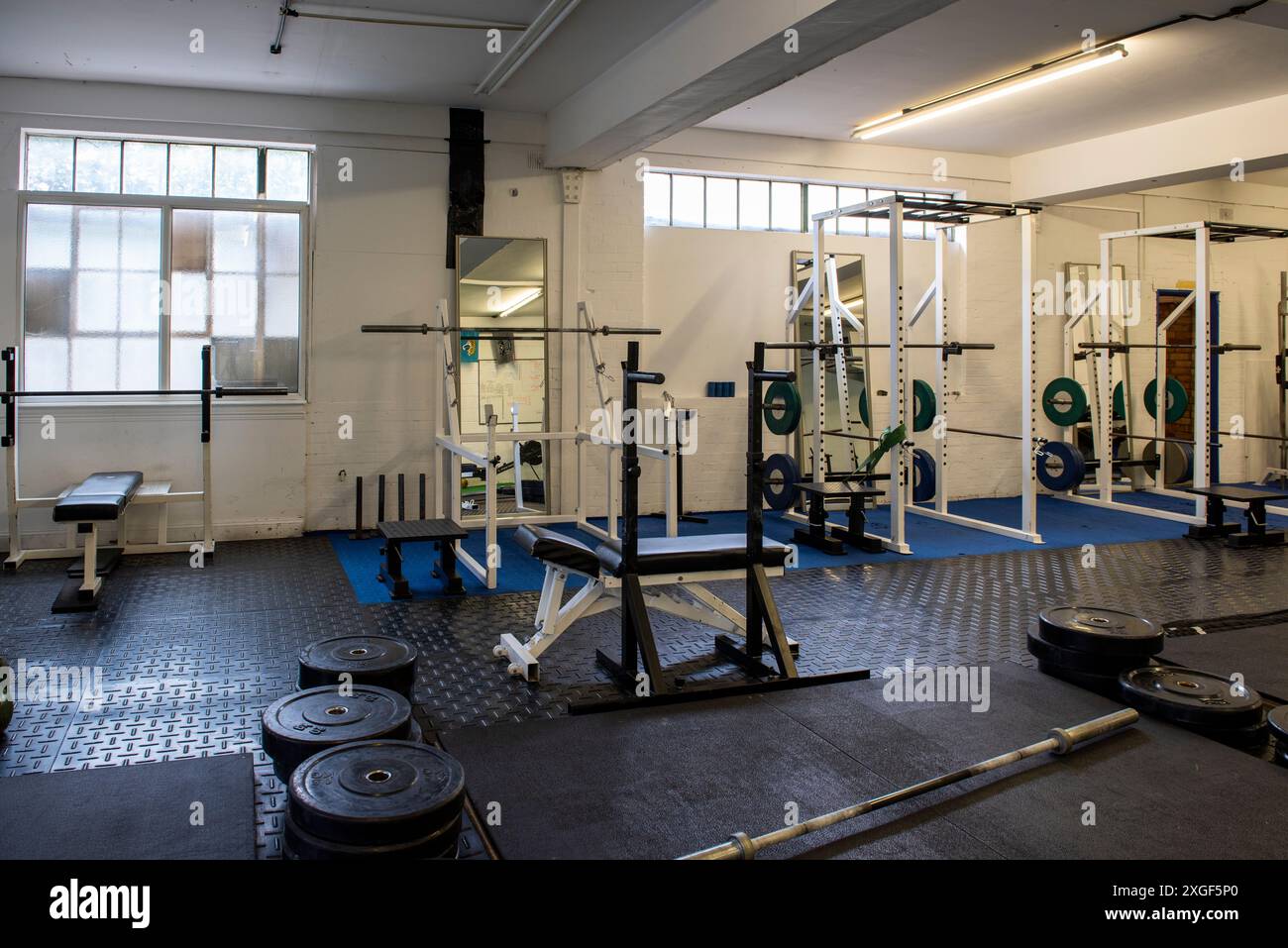 Interior of a gym with equipment Stock Photo - Alamy