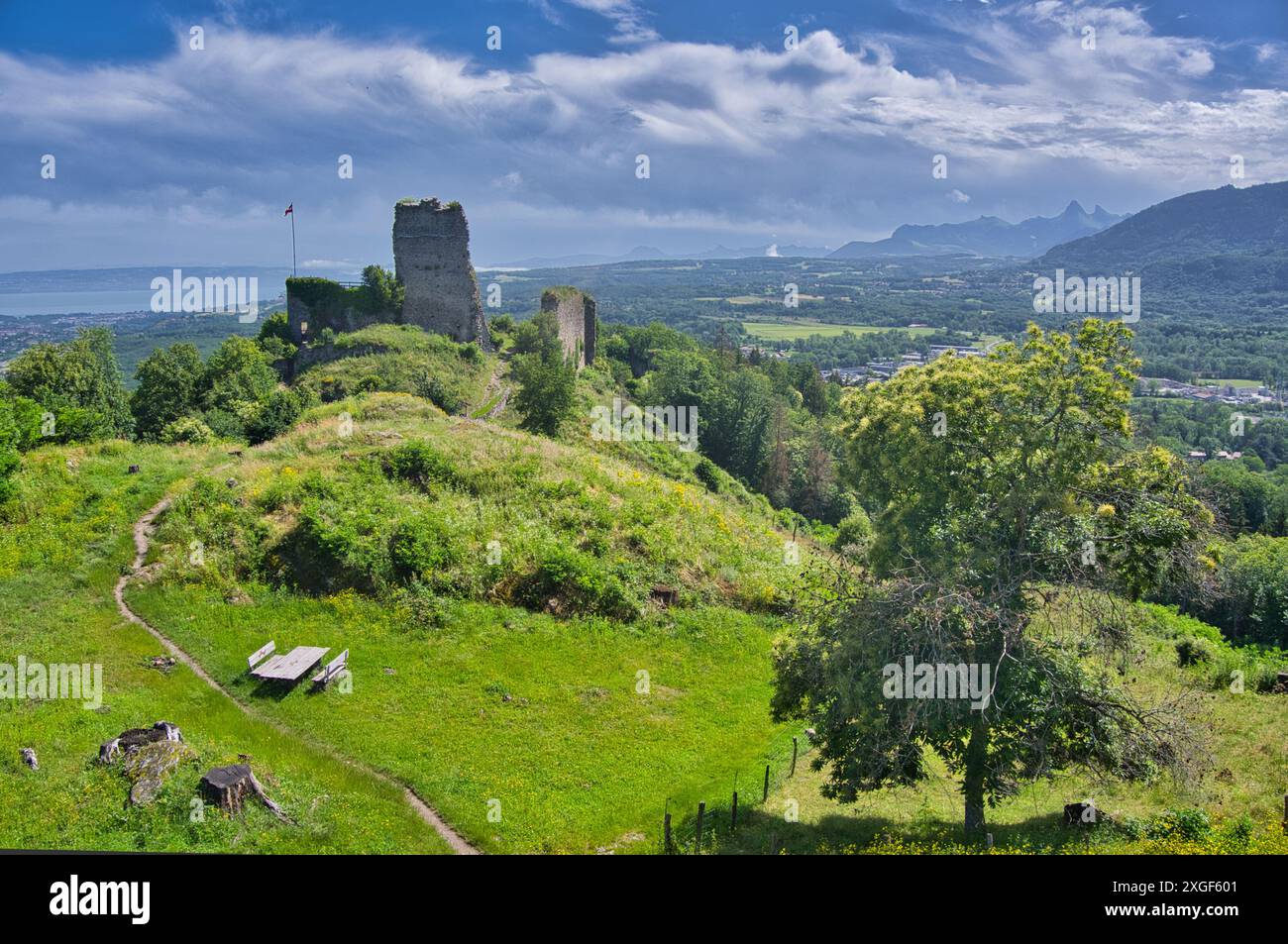 Castle ruin chateau des Allinges in the French alps Stock Photo - Alamy
