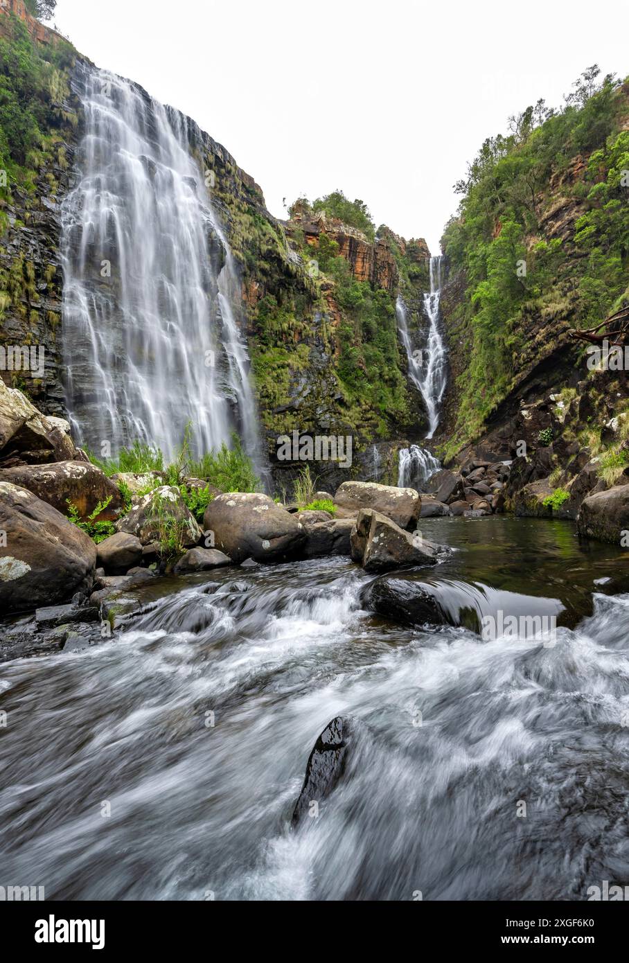 Waterfall and river, Lisbon Falls, long exposure, near Graskop ...
