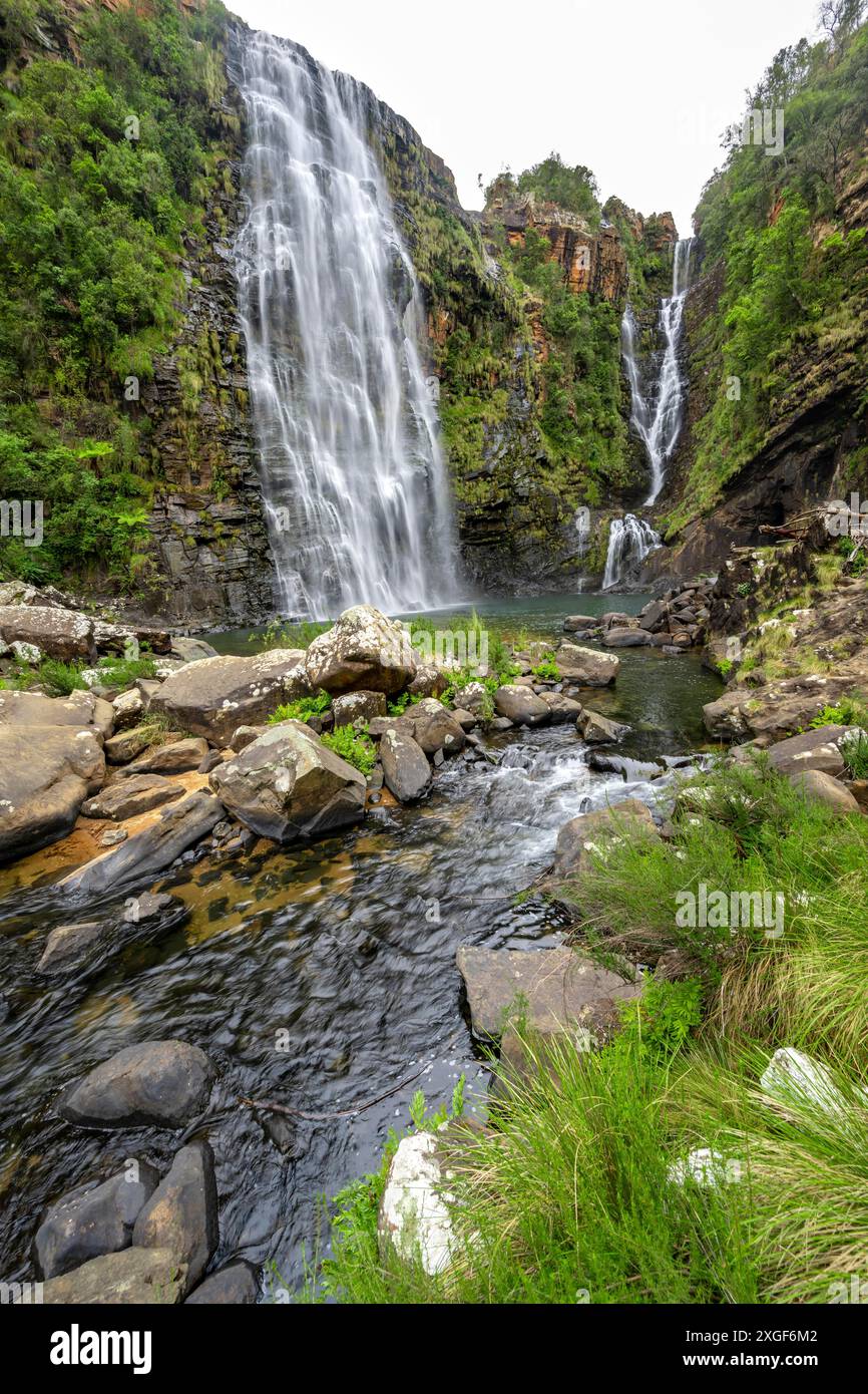 Waterfall and river, Lisbon Falls, long exposure, near Graskop ...