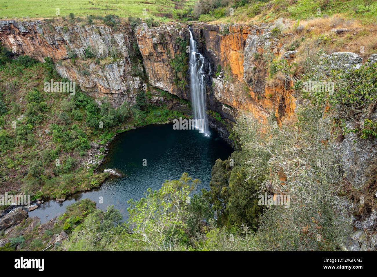 Waterfall flowing into a canyon, Berlin Falls, long exposure, near ...