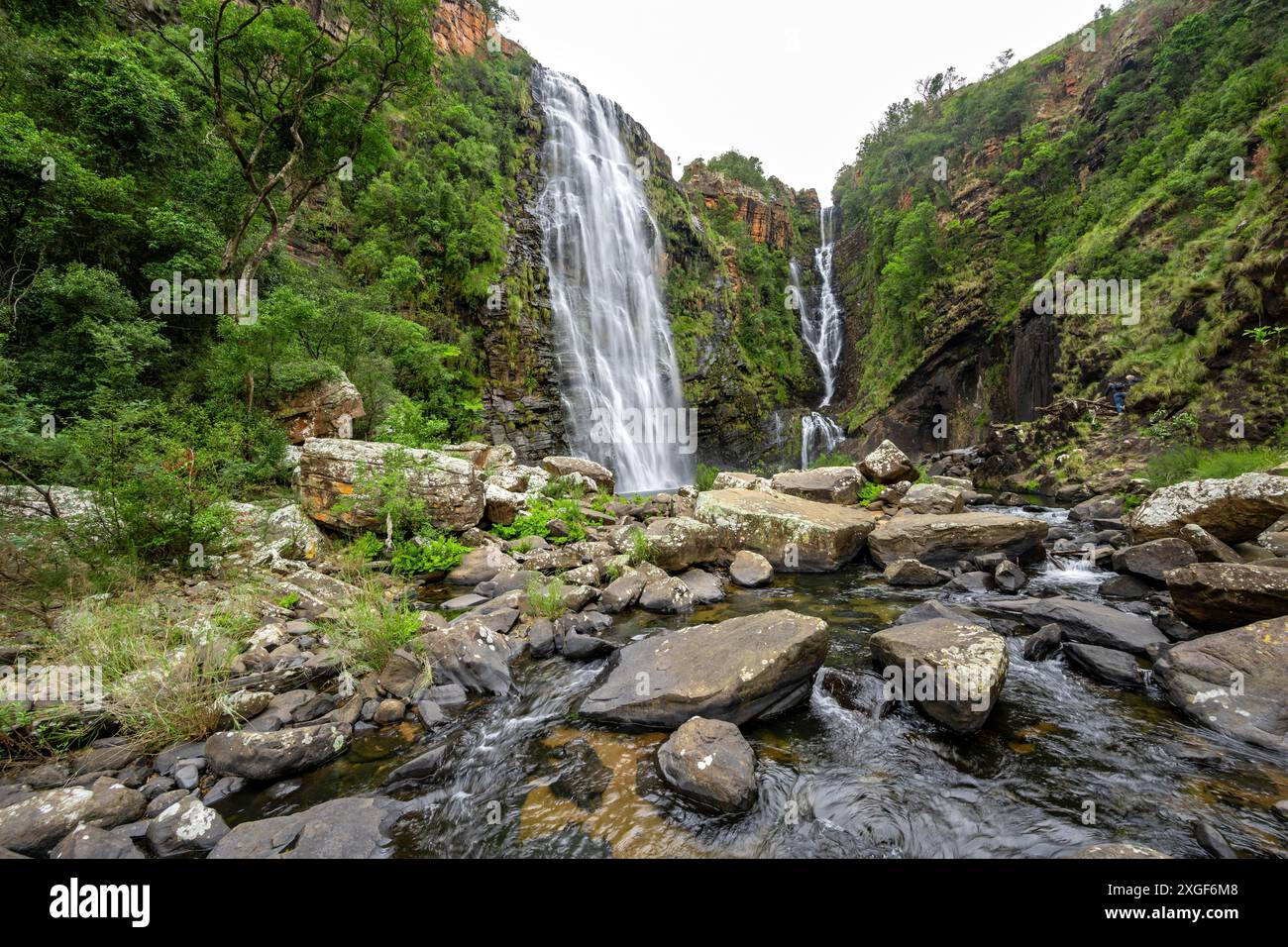 Waterfall and river, Lisbon Falls, long exposure, near Graskop ...