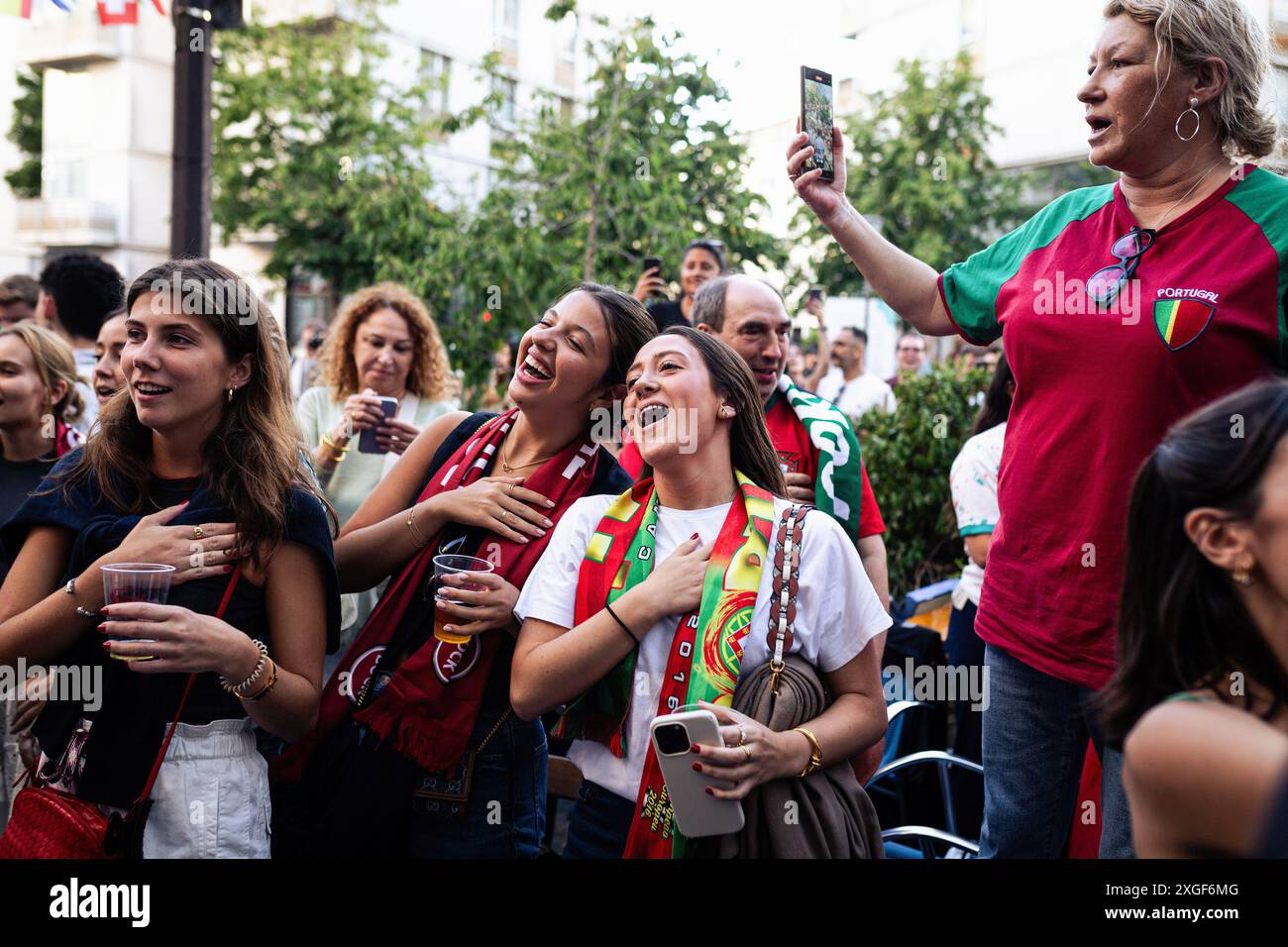 Paris, France. 05th July, 2024. Portuguese football fans sing the ...