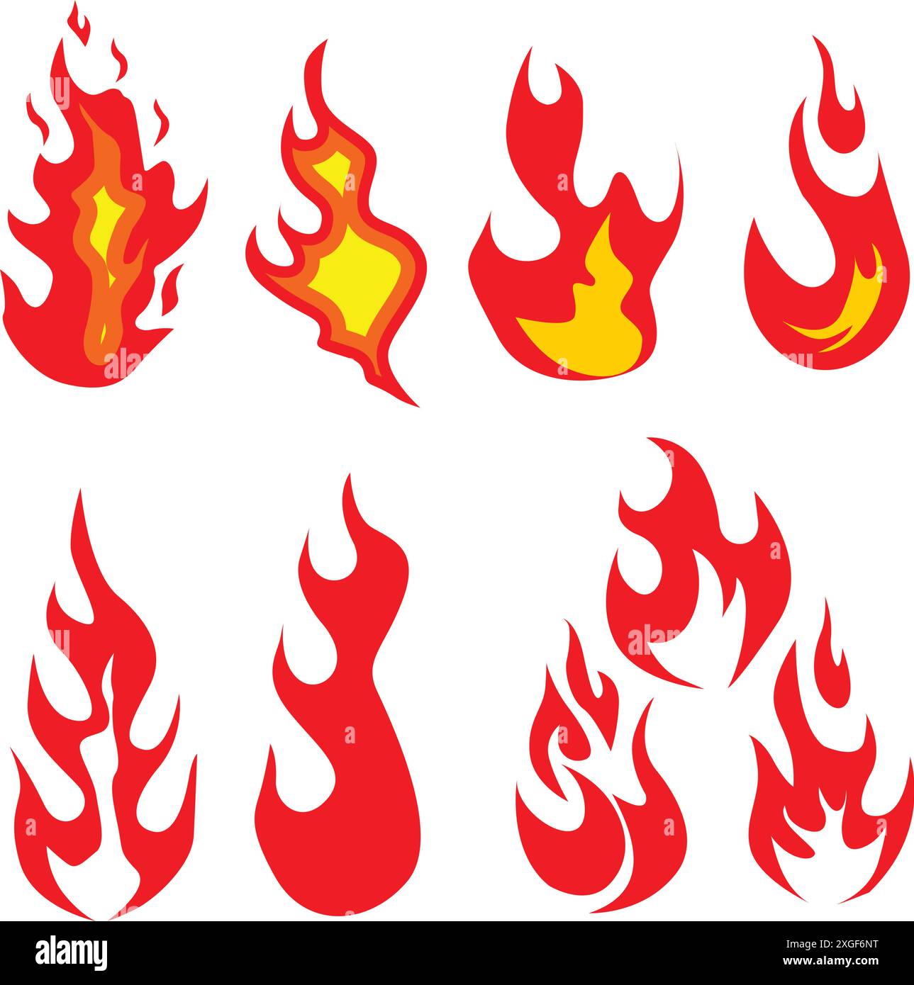 Cartoon fire flames, bonfire and burning wildfire or firewall, vector ...